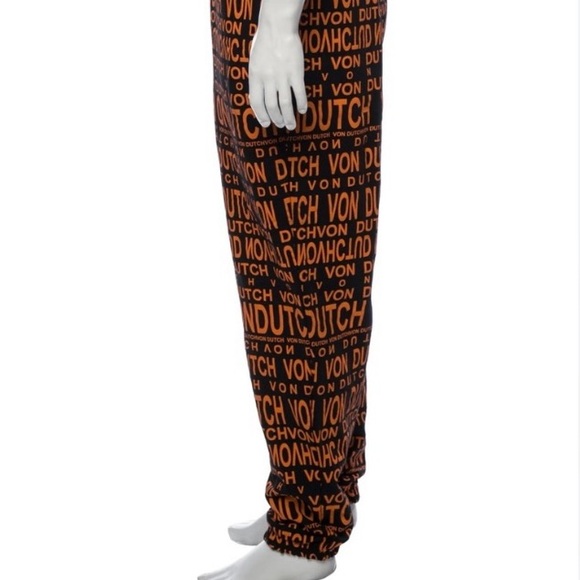Von Dutch | Pants | Von Dutch Black And Orange Logo Pants | Poshmark